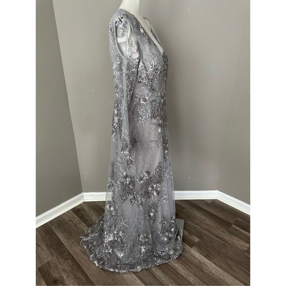 Mac Duggal | Dresses | Mac Duggal Embellished V Neck Illusion Long Sleeve Gown | Poshmark